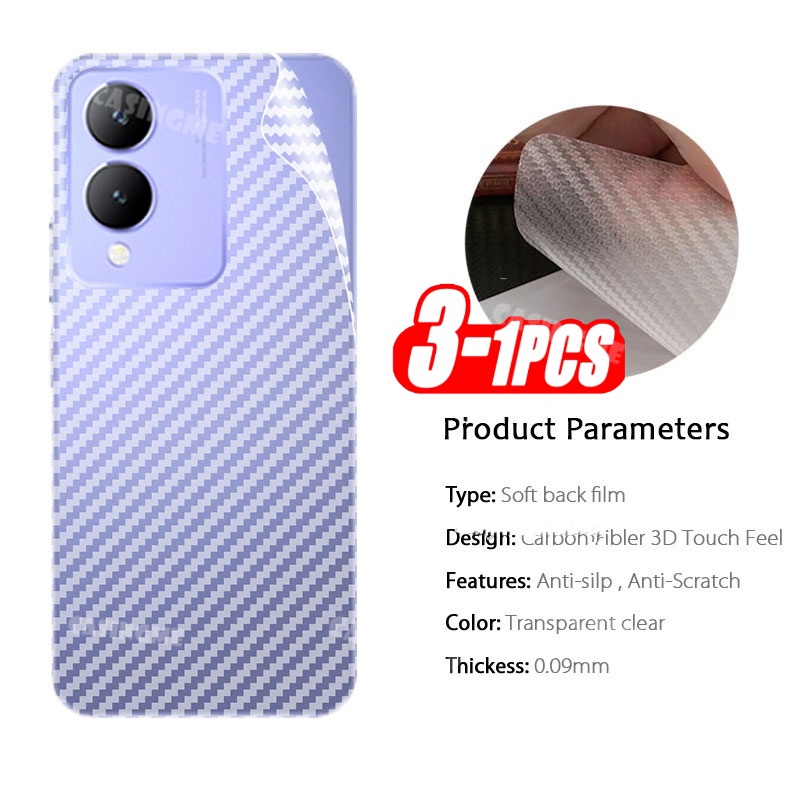 ฟิล์มสติกเกอร์คาร์บอนไฟเบอร์ กันรอยขีดข่วน 3D สําหรับ Vivo Y17s 2023 ...