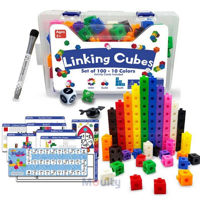 Moulty Linking Math Cubes with Activity Cards Set Number Blocks ...