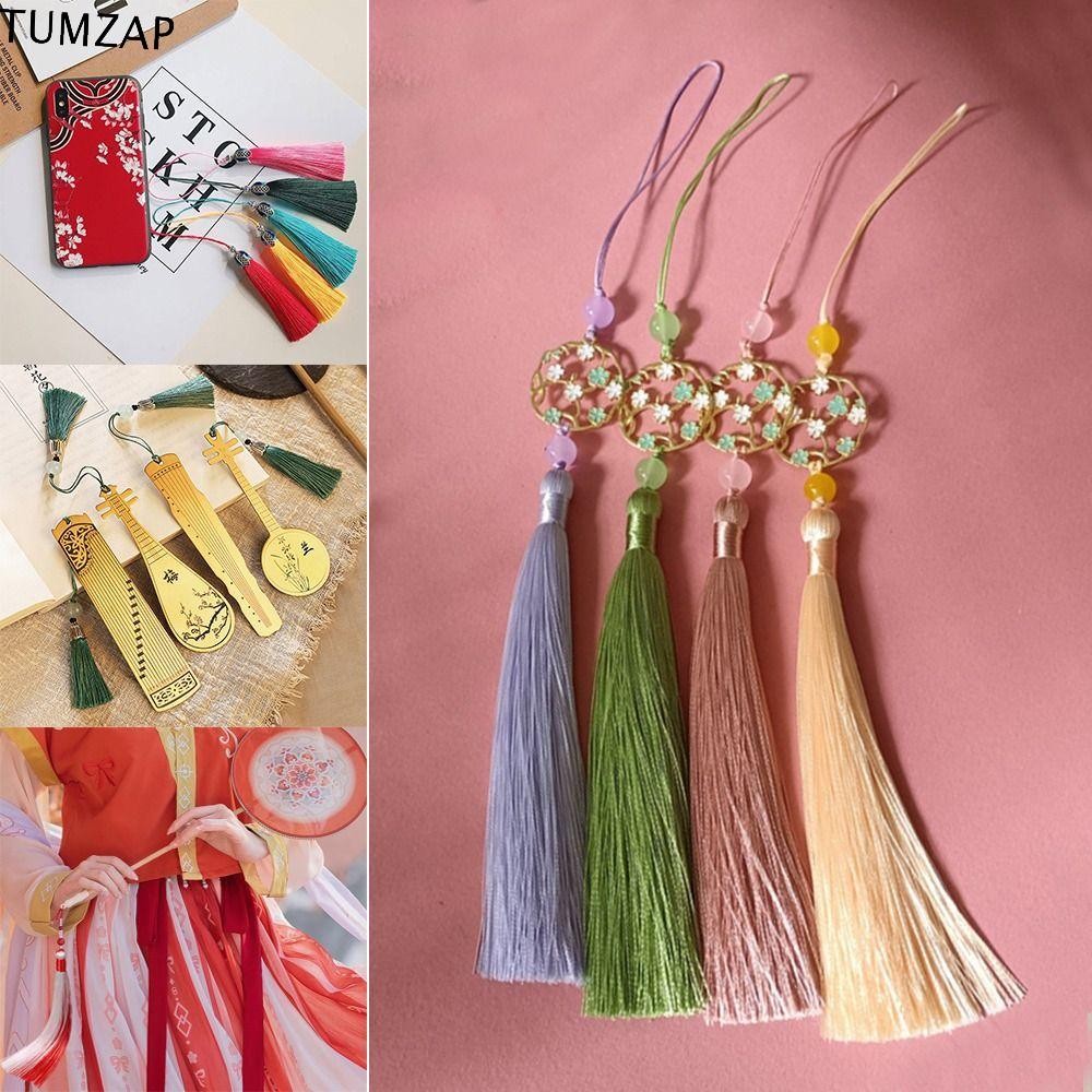 Tumzap บุ๊คมาร์คพู่,งานฝีมือ DIY เชือกเส้นเล็กพู่พวงกุญแจรถ,พวงกุญแจ Lucky Blessing โทรศัพท์จี้ ...