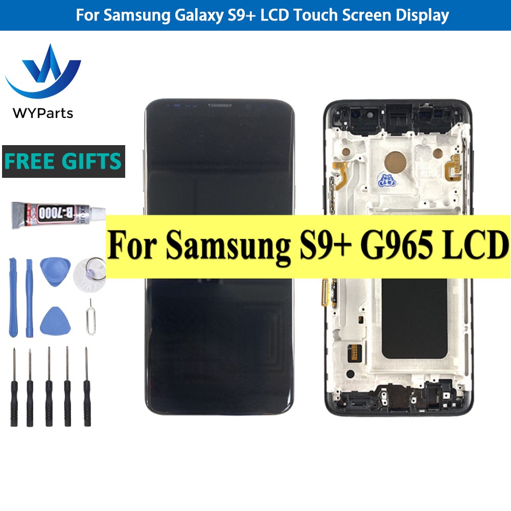 อะไหล่หน้าจอสัมผัส LCD พร้อมกรอบสีดํา สําหรับ Samsung S9 Plus G965F ...