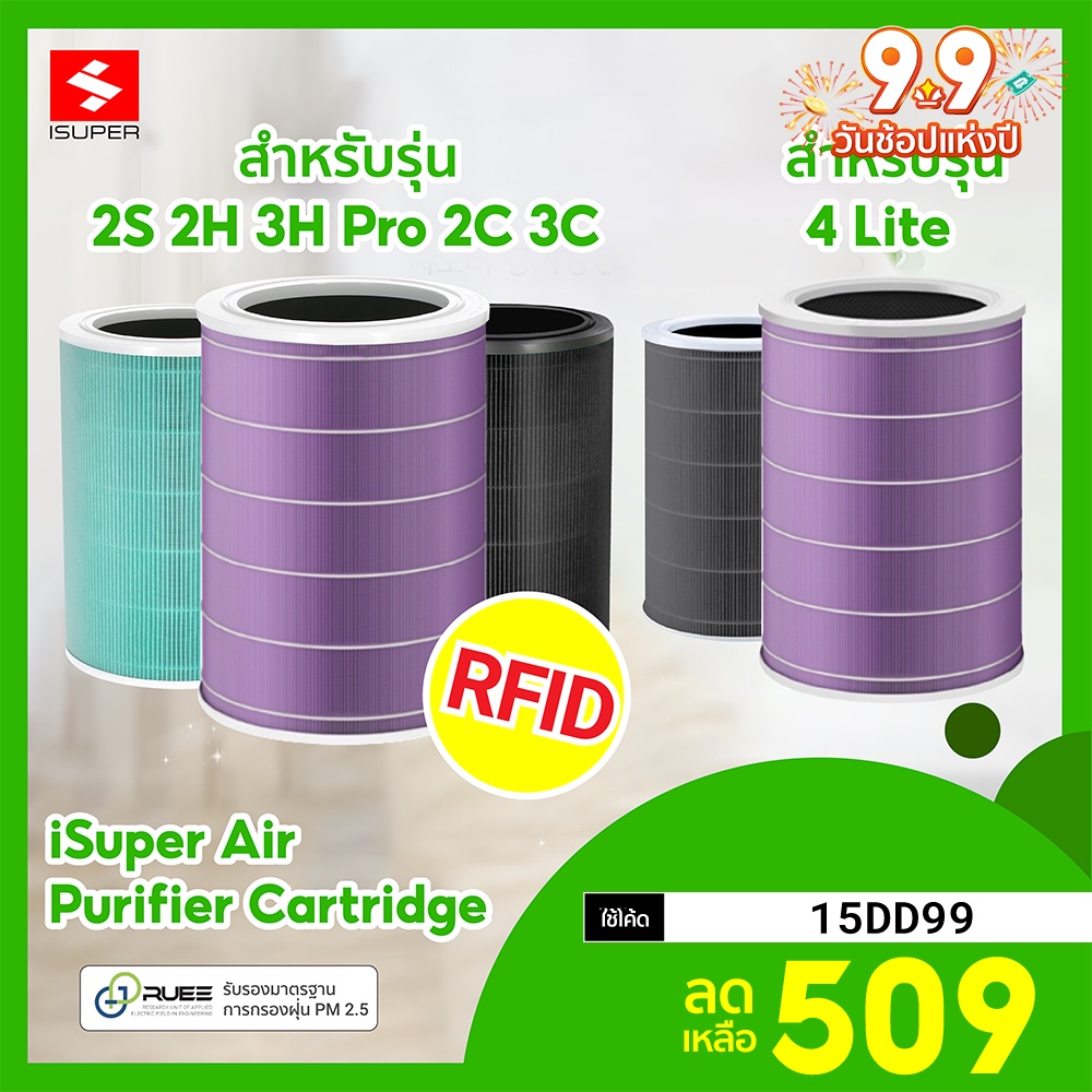 [509 บ. โค้ด 15DD99] iSUPER ไส้กรอง RFID สำหรับ Xiaomi Air Purifier ...