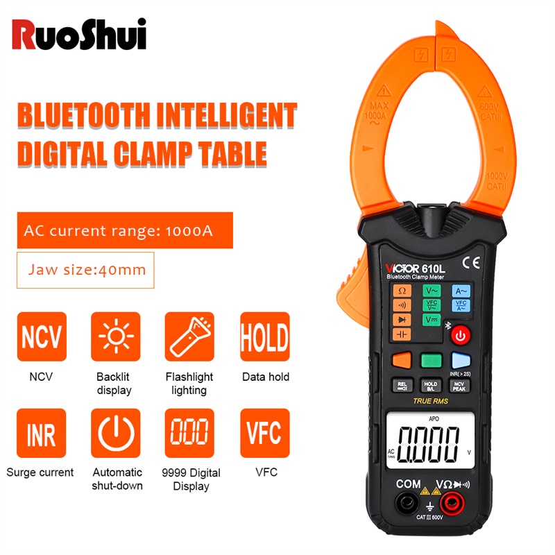 Ruoshui 610L/615B มัลติมิเตอร์แบบดิจิตอล DC 1500V เครื่องทดสอบแรงดัน ...