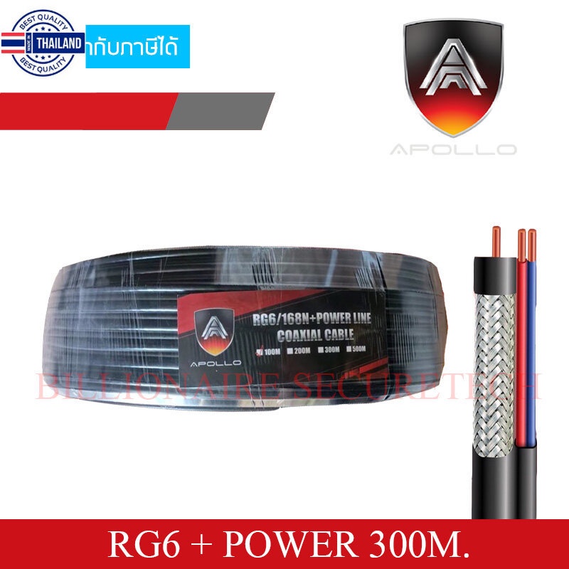 APOLLO RG6+POWER 100M. , สาย Coaxial RG6 + POWERLINE 100 เมตร , สาย RG6 ...