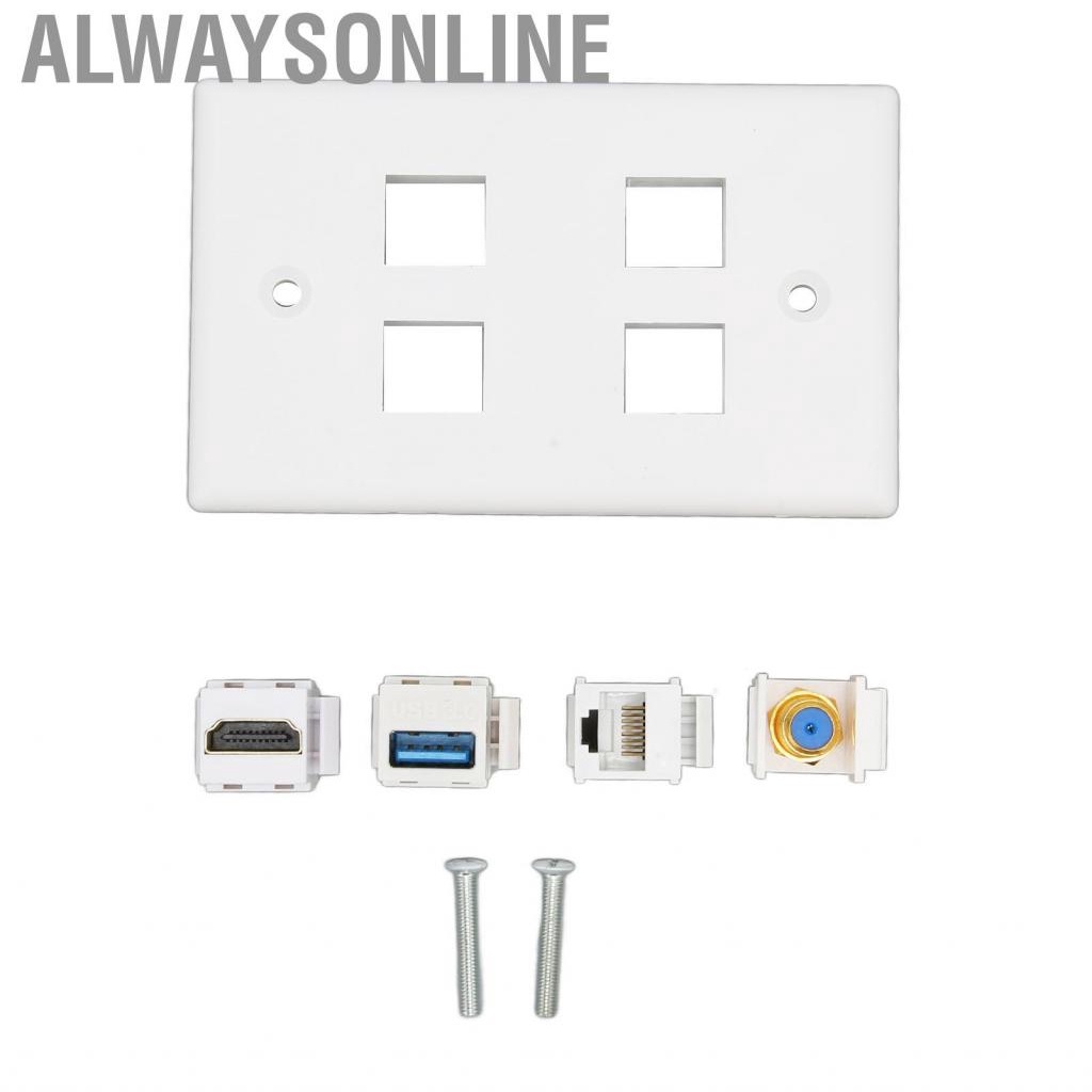 Alwaysonline 4 Port Wall HD Multimedia Interface F Type Cat6 Home ...
