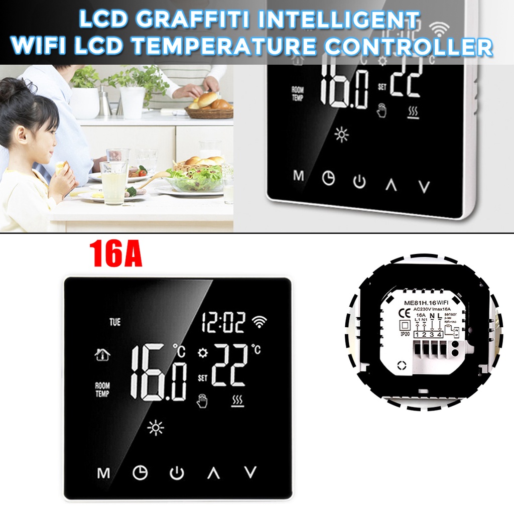 Lcd Digital Home Smart Programmable Wifi Wireless Heated Thermostat App Control Shopee Thailand