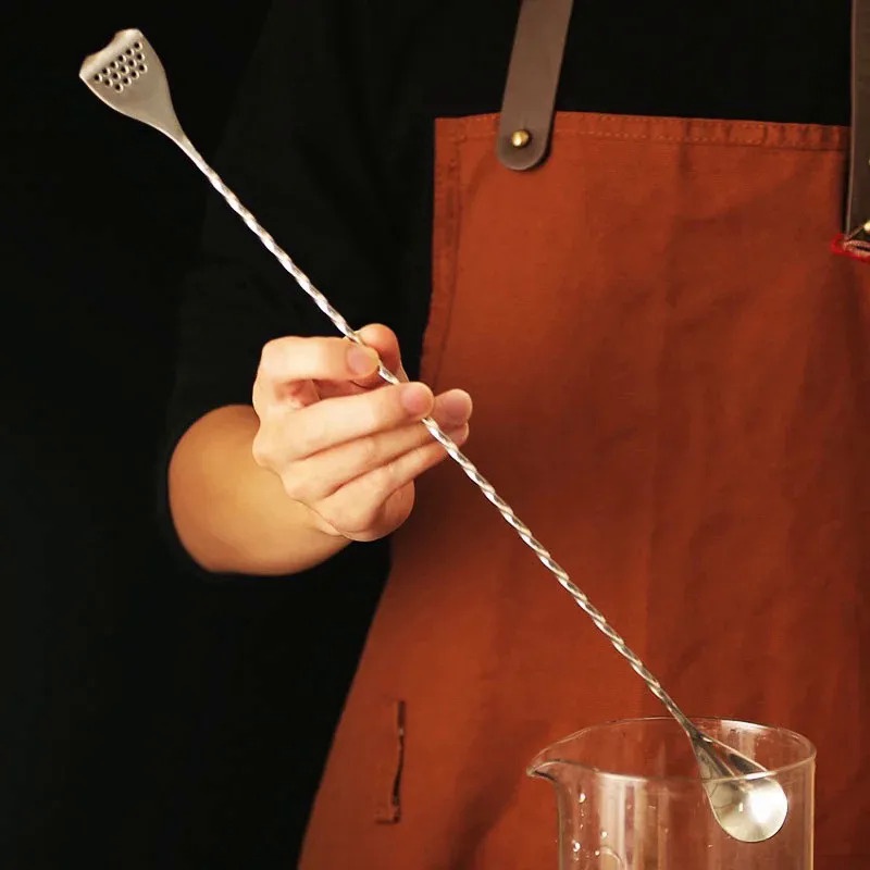 Stainless Steel Spiral Handle Cocktail Spoon Bartender Mixing Spoon ...