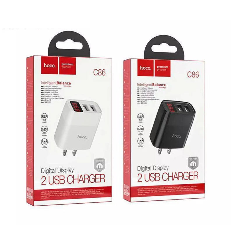 Hoco C86 หัวชาร์จ USB 2 port อะแดปเตอร์ ชุดชาร์จ มือถือ หัวชาร์จ พร้อม ...