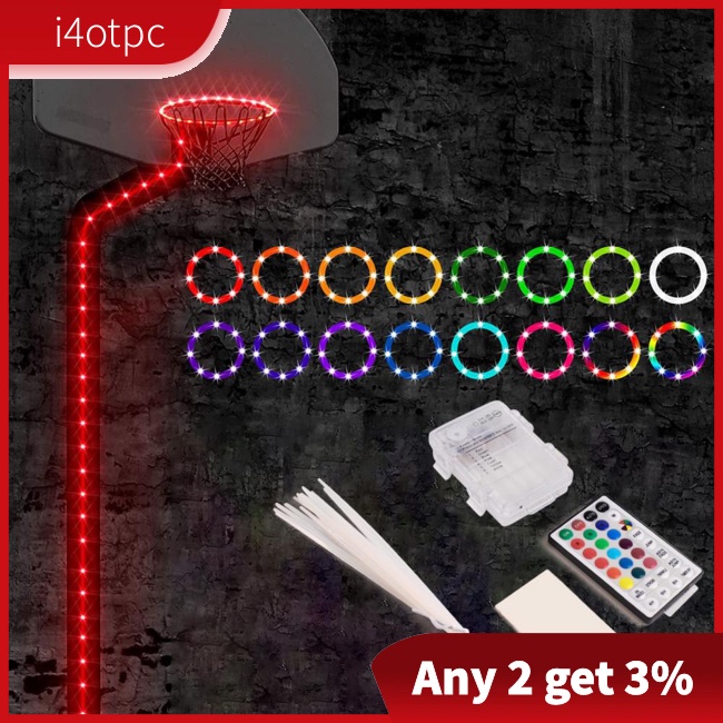 I4otpc ไฟห่วงบาสเก็ตบอล LED IP67 กันน้ํา ใช้แบตเตอรี่ ไฟ LED เปลี่ยนสีได้ กลางคืน | Shopee Thailand