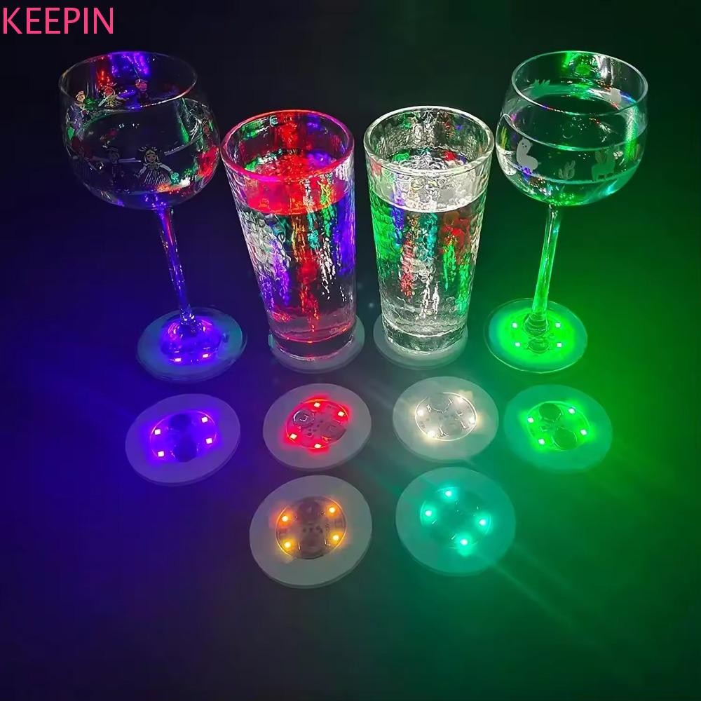 Keepin 10 ชิ้น Luminous Coaster, LED รอบเรืองแสงถ้วยไวน์, Creative ...