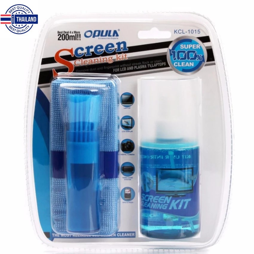 OPULA น้ำยำความสะอาด พร้อมผ้าชามัวร์ แปรงปัดฝุ่น Cleaning Kit for LCD ...