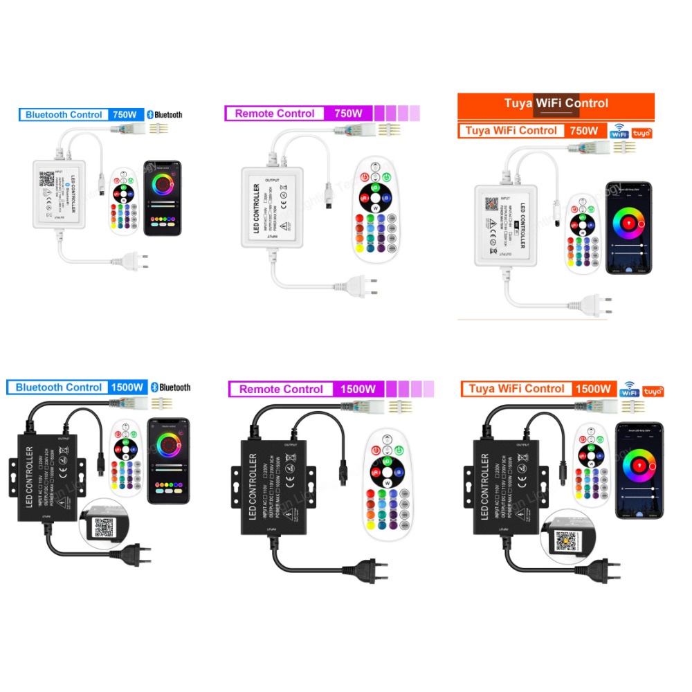 Ac220v รีโมตควบคุมแถบไฟนีออน LED RGB 4 Pin บลูทูธ Tuya WiFi APP RGB สําหรับแถบไฟ RGB 5050 ...