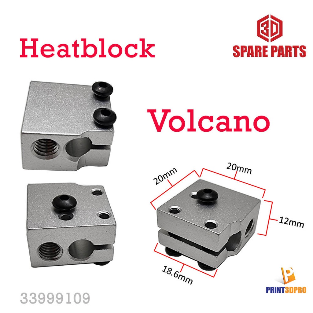 3D Printer Part Volcano PT100 Heat Block For E3D Volcano Hotend ...