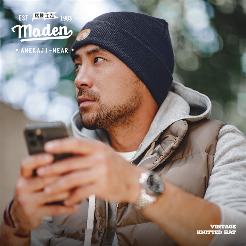 Maden ใหม่ หมวกถัก ผ้าฝ้าย ผ้าขนสัตว์ สไตล์วินเทจ ให้ความอบอุ่น ป้องกัน ...
