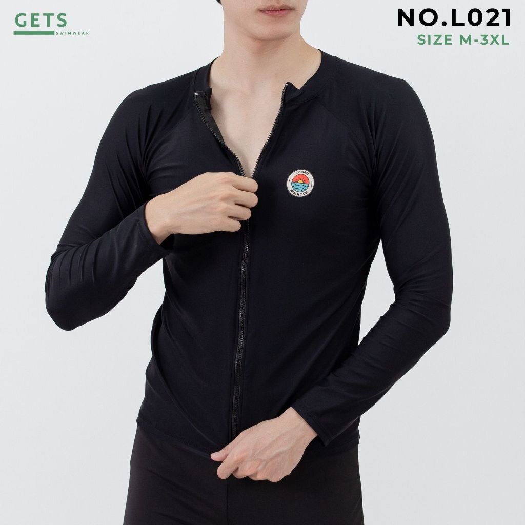 Getsswimwear เสื้อว่ายน้ำผู้ชายแบบซิปหน้า (Size M-3XL) | กัน UV ใส่สบาย L021 | Shopee Thailand