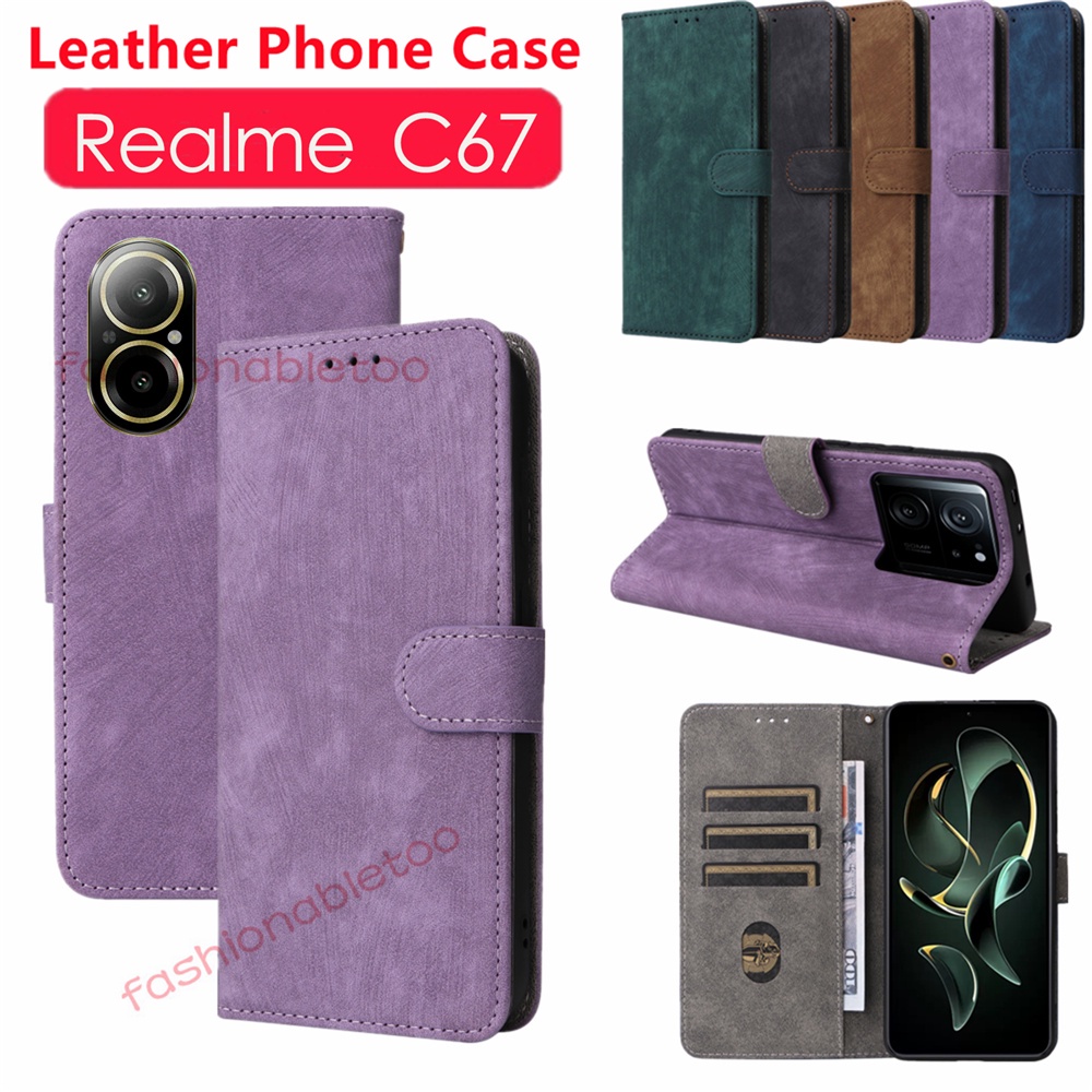 เคสโทรศัพท์หนัง ฝาพับแม่เหล็ก กันกระแทก พร้อมช่องใส่บัตร สําหรับ Realme ...