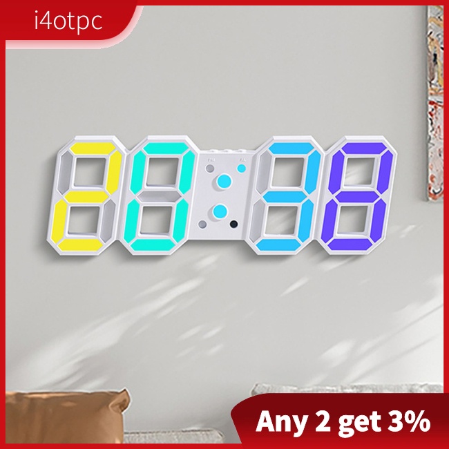 I4otpc นาฬิกาดิจิทัล 3D LED ตัวเลขขนาดใหญ่ ปรับความสว่างได้ มีไฟ RGB สไตล์โมเดิร์น | Shopee Thailand