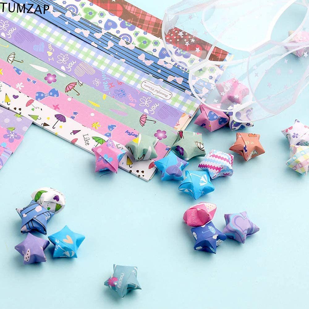 Tumzap Origami กระดาษมือ Kawaii 136PCS Art หัตถกรรม Lucky Star DIY Origami กระดาษหัตถกรรมรูปแบบ ...