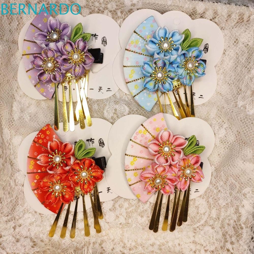 Bernardo พู่พัดลม Hairpin, พู่ดอกไม้ชุดกิโมโนญี่ปุ่น Headwear, น่ารัก ...