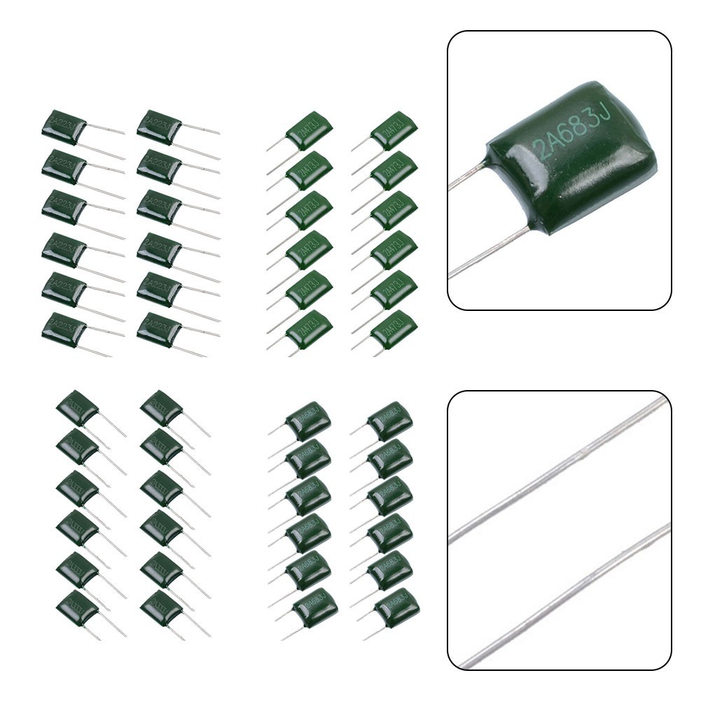 กิ๊กเกิล 12pcs ไฟฟ้าเบสกีตาร์โพลีเอสเตอร์ตัวเก็บประจุ 2A473J 2A223J ...