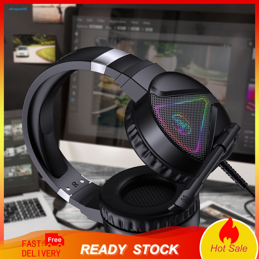 Setn F16 ชุดหูฟังมีสาย ไฟ RGB 35 มม. USB20 HiFi ฉนวนกันเสียงรบกวน สําหรับเล่นเกม | Shopee Thailand