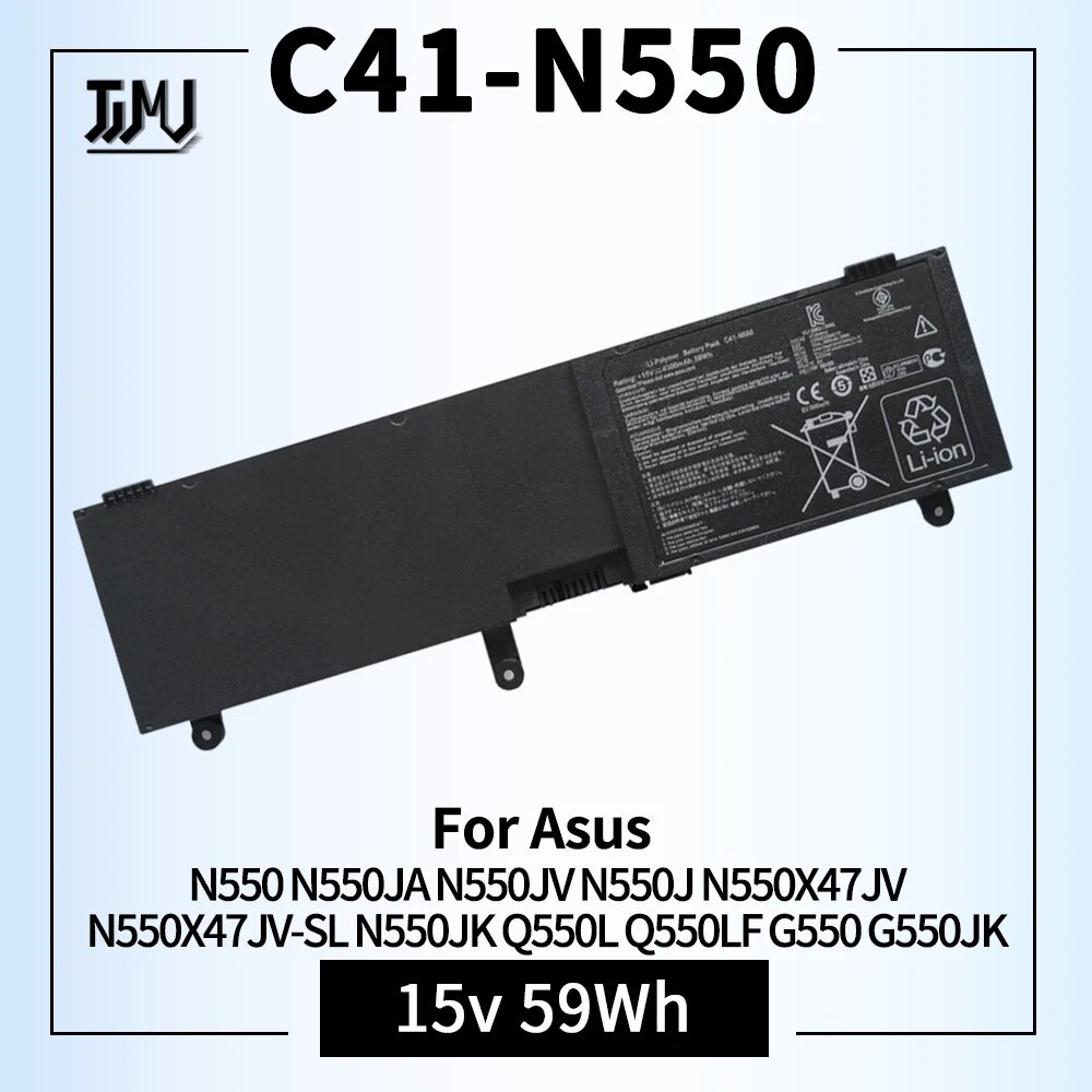 แบตเตอรี่แล็ปท็อป C41-N550 ASUS N550 N550JA N550JV N550J N550X47JV N550X47JV-SL N550JK Q550L ...