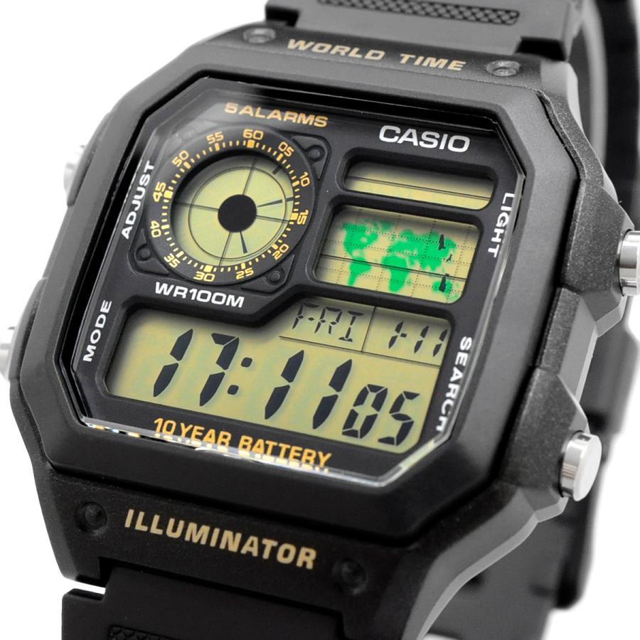 [Time Cruze] Casio AE-1200 World Time Digital Black Resin Strap Men Watch AE-1200WH-1BVDF AE ...