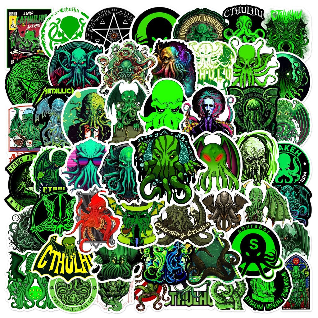 พร้อมส่ง!Cthulhu green skull sticker สติกเกอร์ กันน้ำ รูปแบบที่แตกต่าง ...