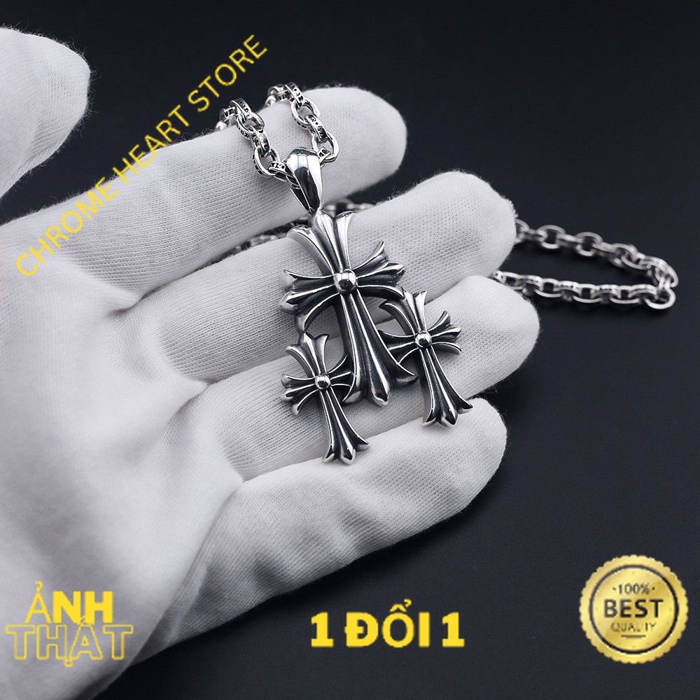 Chrome Heart Triple Cross Silver unisex Chain fullbox - Chrome Heart ...