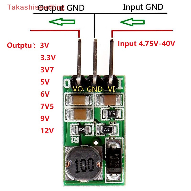 (Takashiseedling) ใหม่ บอร์ดโมดูลแปลง DD4012SA 1A DC 5-40V เป็น 3V 3.3V ...