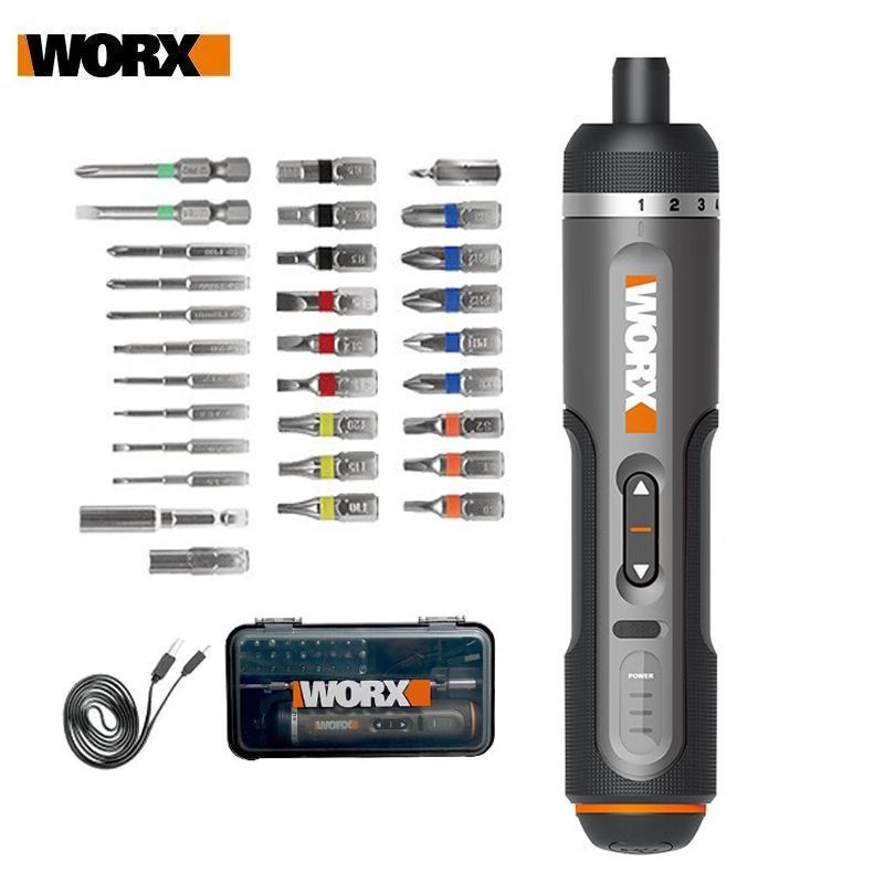 Worx 4V ชุดไขควงไฟฟ้า ขนาดเล็ก WX240 WX242 ไขควงไฟฟ้าไร้สายอัจฉริยะ ที่จับชาร์จ USB ชุด 30 บิต ...