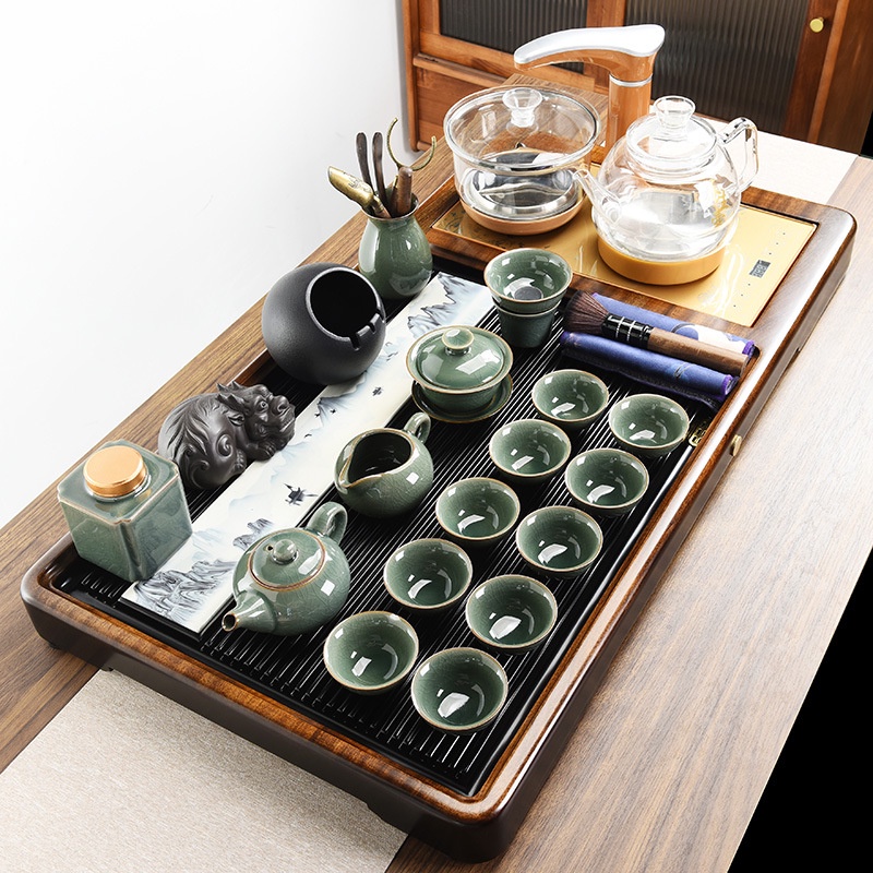 ♞Kung Fu Tea Set Whole Solid Wood Tea Tray All-in-one Lazy Fully ...