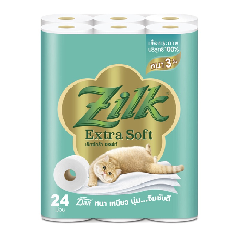 ZILK กระดาษชำระเอ็กซ์ตร้าซอฟท์หนา 3ชั้น (แพ็ค24ม้วน) | Shopee Thailand