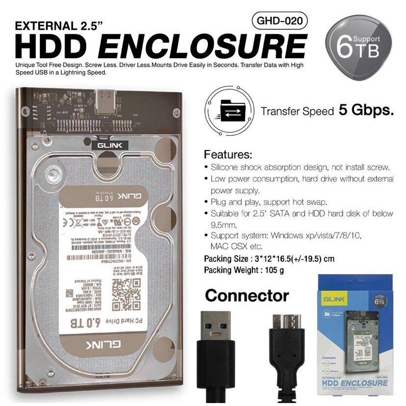 GLINK GHD-020 Type USB External2.5" HDD Enclosure กล่องใส่ HDD2.5กล่อง ...
