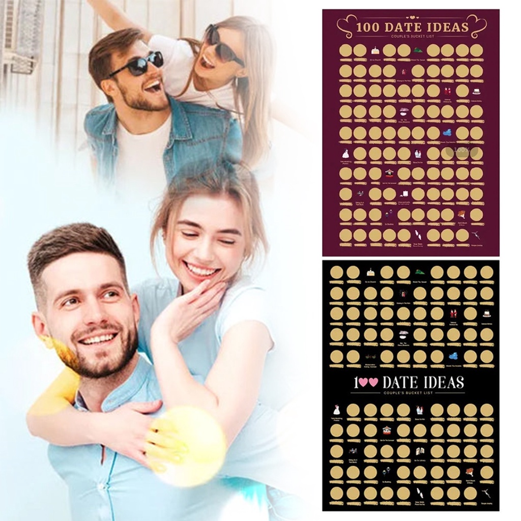 Coated Paper 100 Dates Ideas Scratch Off Poster for Couples Date Games ...