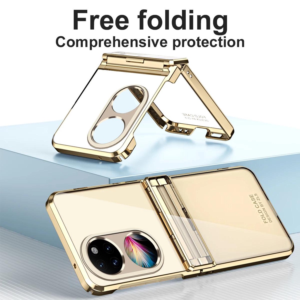 ใหม่ เคสโทรศัพท์มือถือ ชุบไฟฟ้า กันกระแทก พร้อมบานพับ สําหรับ Huawei P50 Pocket 5G P50 | Shopee ...