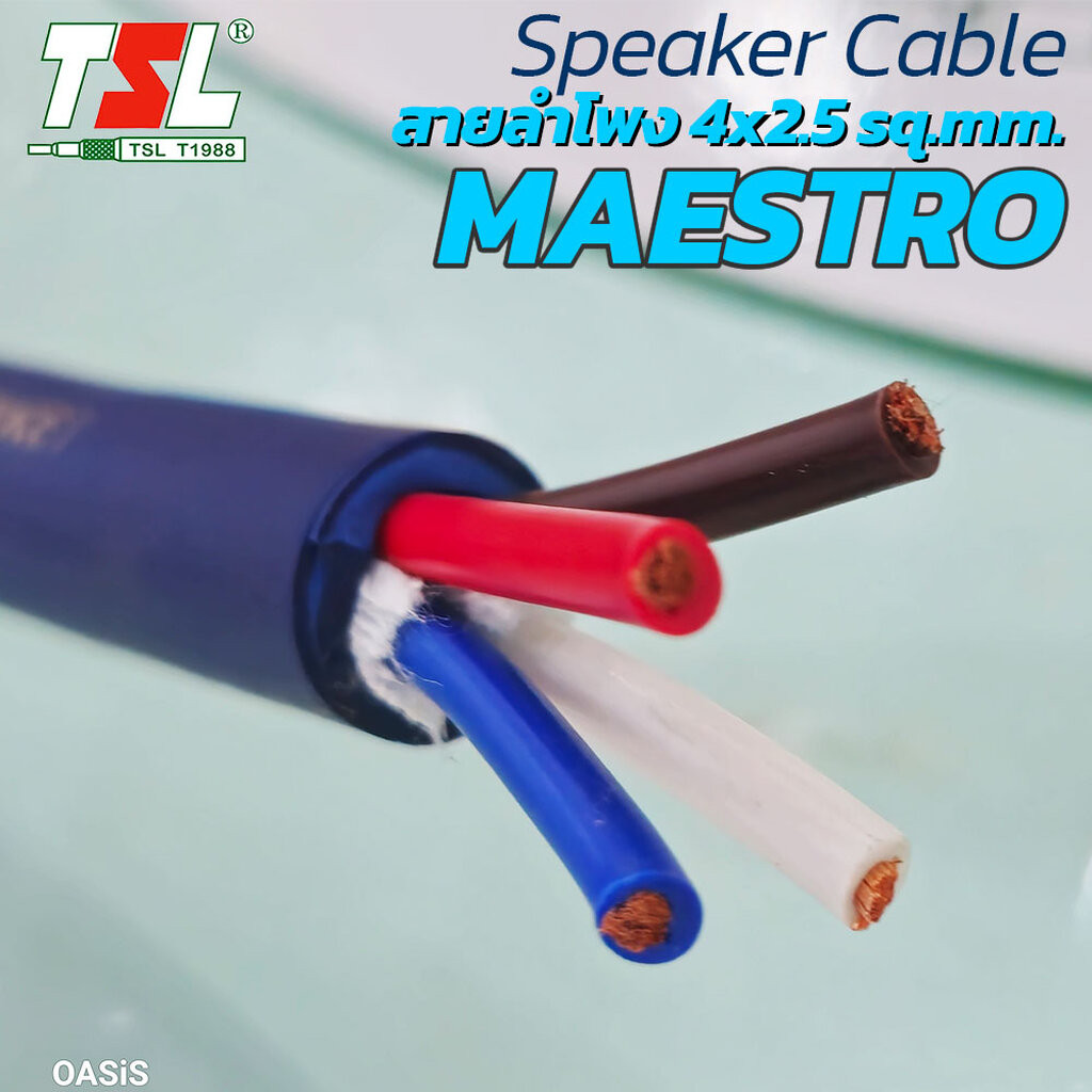(ราคาต่อ 1เมตร) สายลำโพง 4x2.5 sq.mm. TSL MAESTRO Speaker Cable สายลำโพง 4 คอร์ x 2.5 ตาราง ...
