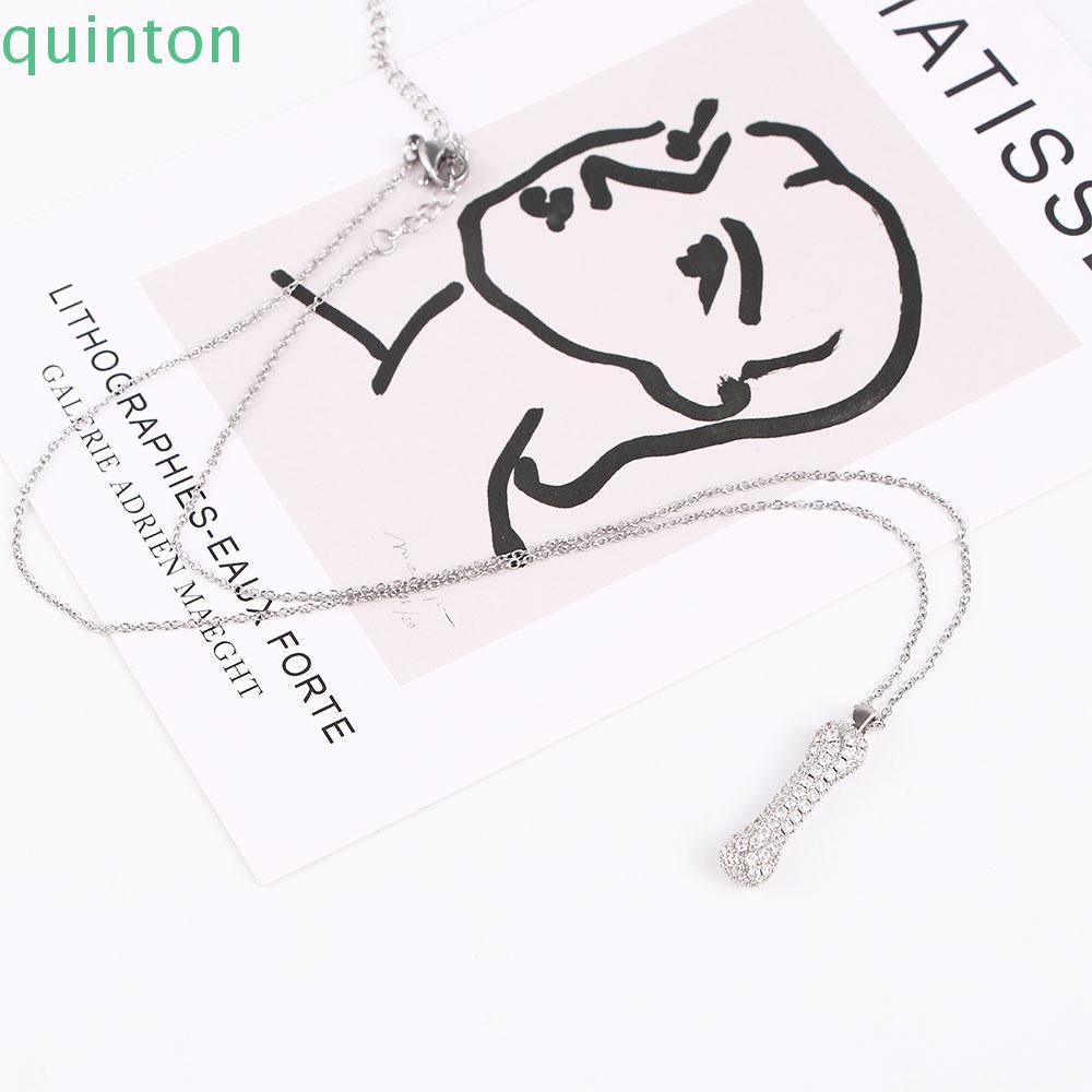 Quiton สร้อยคอผู้หญิง Hip Hop บุคลิกภาพเพชรทองแดงชายเสื้อกันหนาวจี้ ...