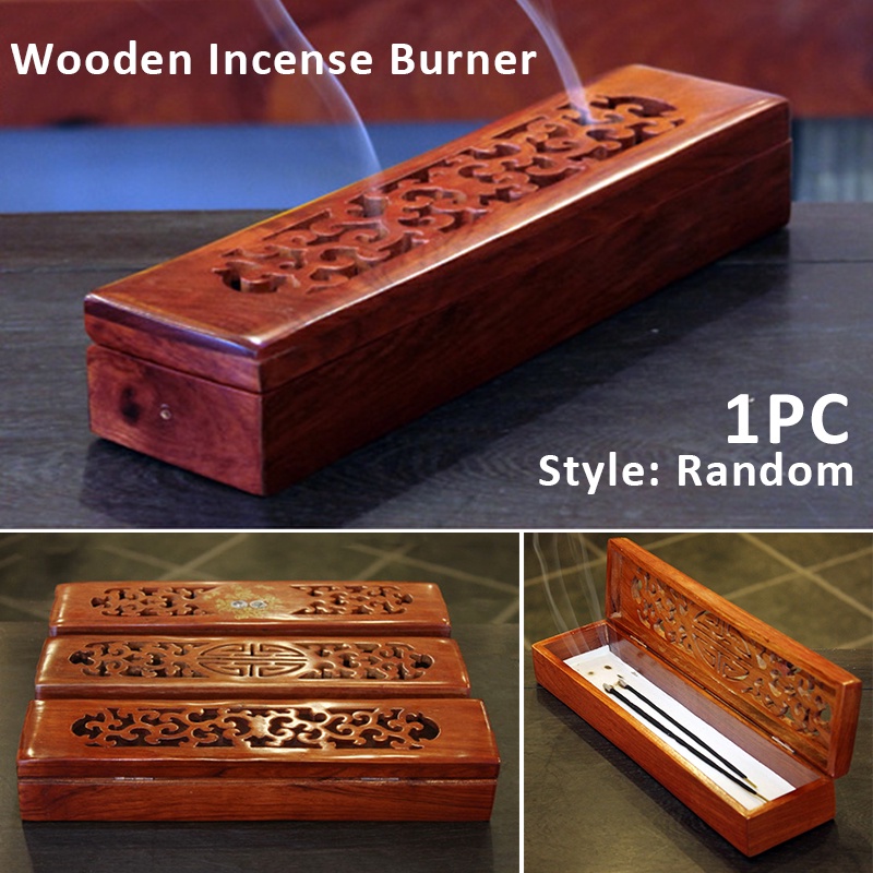 Wooden Rosewood Hollow Out Incense Burner Censer Holder Box ...