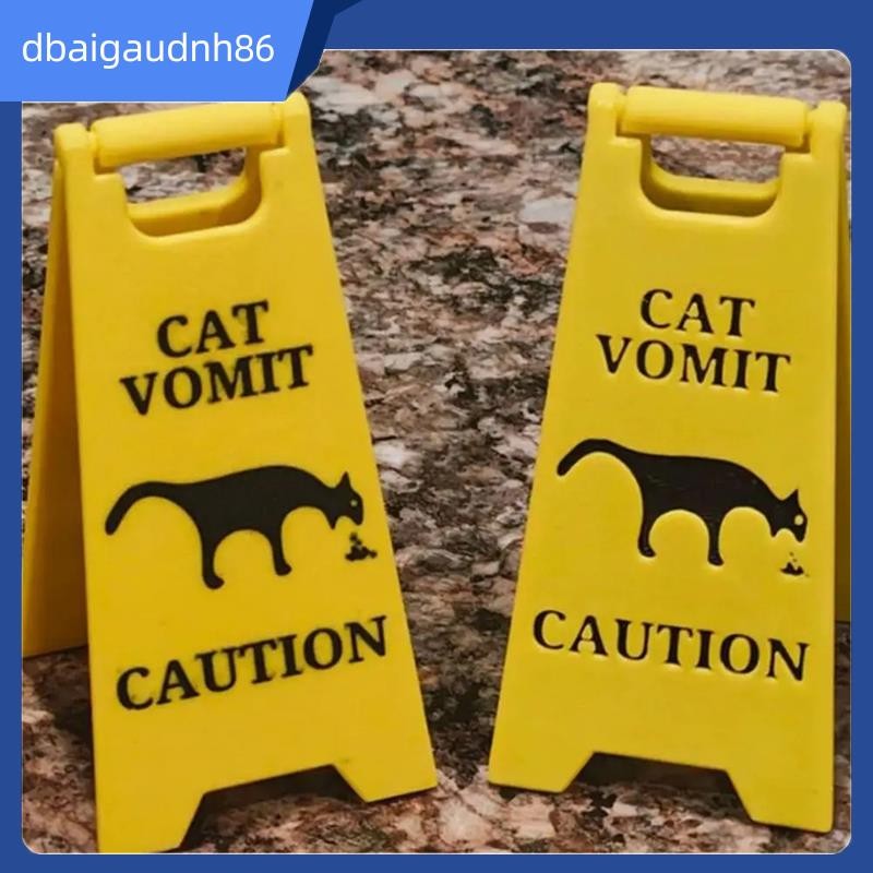 READY Stockfashion Funny Cat Vomit Sign สีเหลืองสดใสของขวัญป้ายเตือน ...