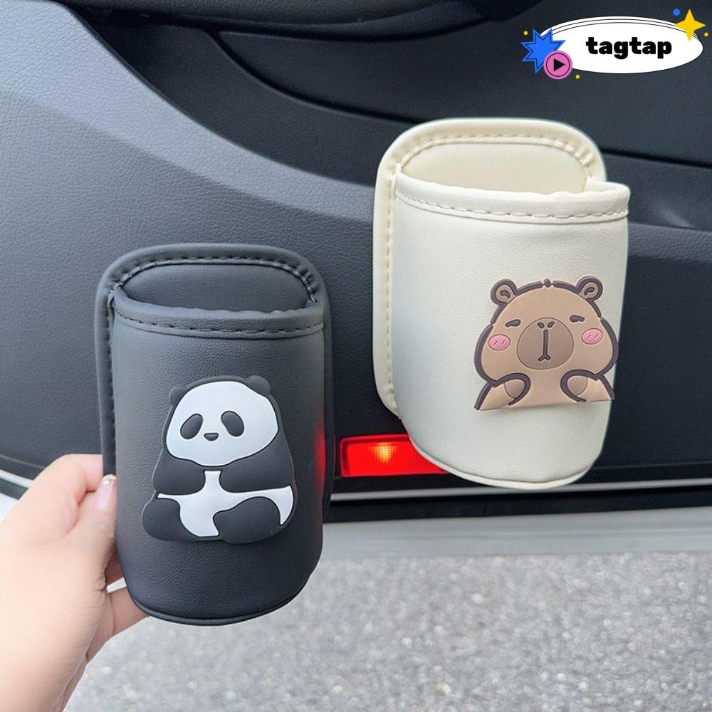 Tagtap ที่วางแก้วน้ําในรถยนต์, หนัง PU Panda ชั้นวางเครื่องดื่มในรถยนต์, ตะขอน่ารัก Capybara ...