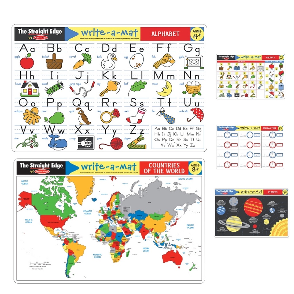 🔥ของแท้ USA🔥[แผ่นเรียนรู้2ด้าน+รียูส] Melissa & Doug Learning Mat แผ่นเรียนรู้ 2 ด้าน ABC 123 ...