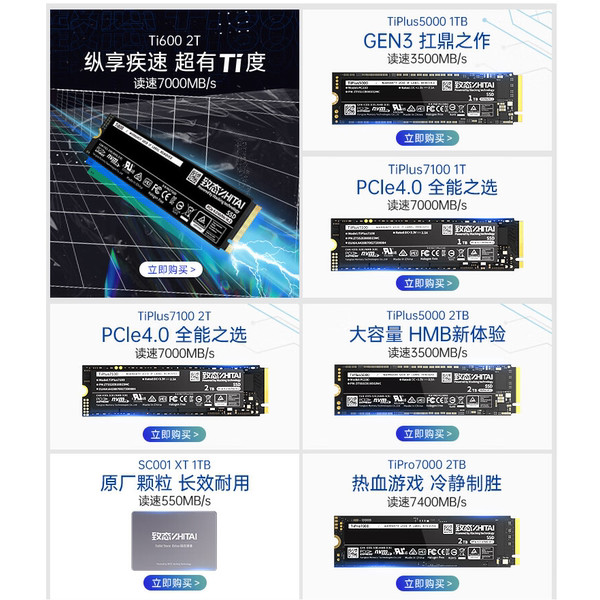 ssd ssd 1tb Zhitai ZhiTai) Nagae Storage 512G1T NVMe M2 TiPlus5000 7100 Solid State Drive ...