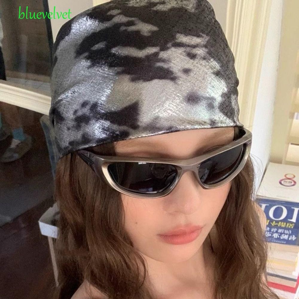 Bluevelveet ผ้าพันคอสี่เหลี่ยมเล็ก, Y2k แถบคาดศีรษะ Silver Turban ...