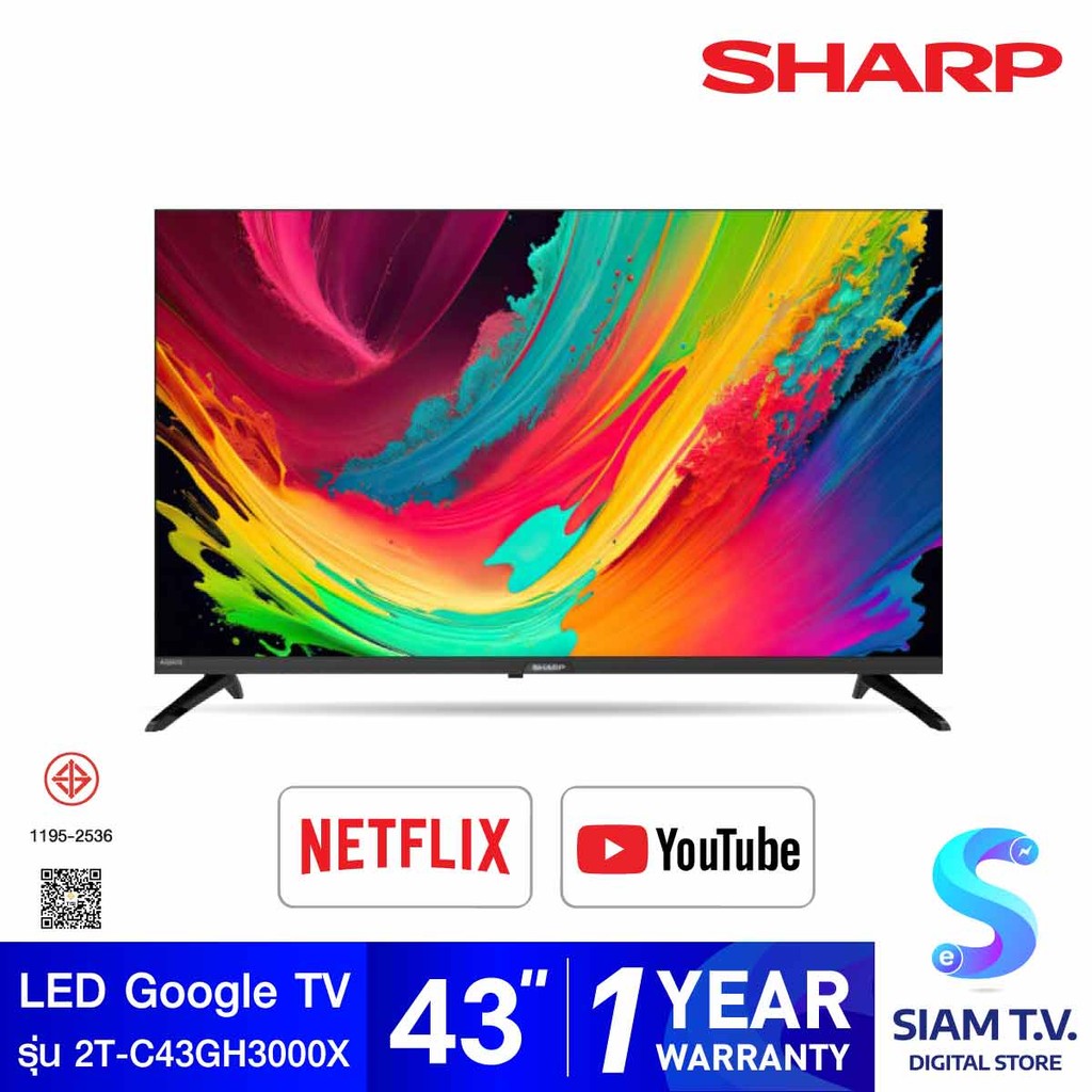 SHARP LED Google TV รุ่น 2T-C43GH3000X ขนาด 43 นิ้ว Wide Colour โดย ...