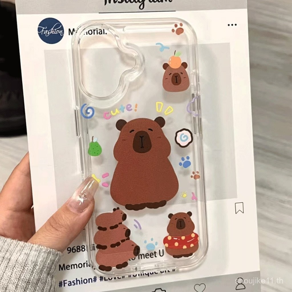 ใหม่ หมวกคาปิบารา รองรับ iPhone 16, 11, 12, 13, 14, 15 Pro MAX, 7Plus, 8Plus, 11Pro, 13Pro, X ...