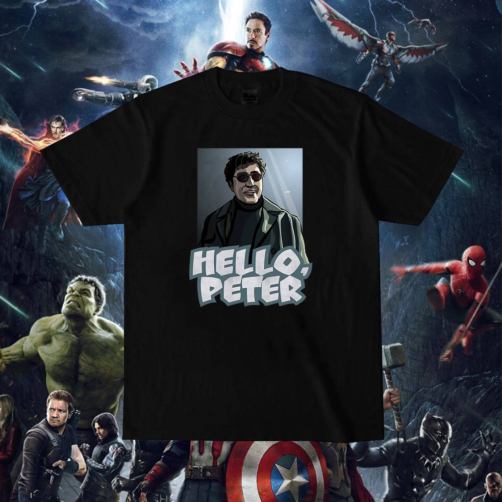 สีขาวคอกลมพิมพ์ลาย Hello Peter Spider Man No Way รับผู้หญิงสีดําสีขาว ...