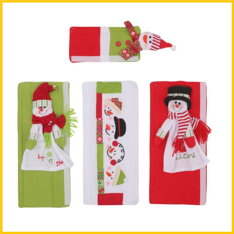 Runun ฝาครอบมือจับประตูตู้เย็น ลายการ์ตูนสโนว์แมน คริสต์มาส 4 ชิ้น ...