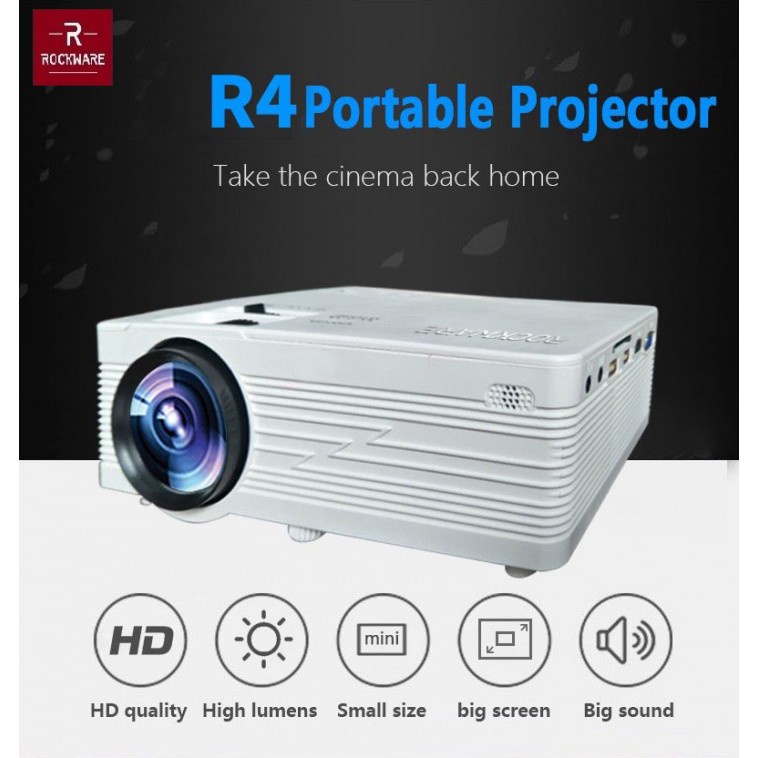 Rockware RW-R4 - LED 720P โปรเจคเตอร์ 1000 ลูเมน ฟรีดองเกิล ANYCAST | Shopee Thailand