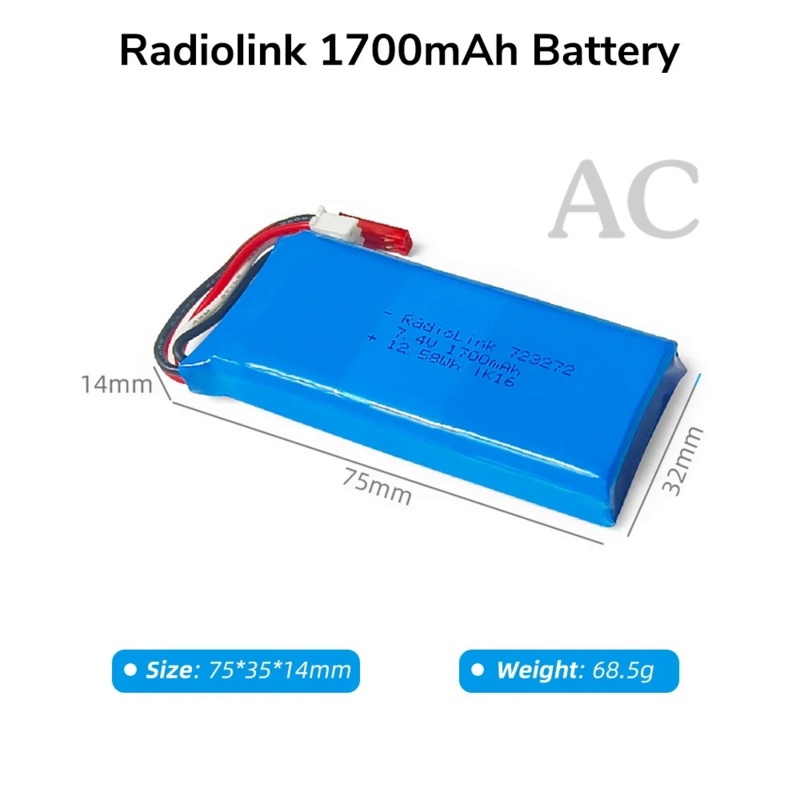 AC Radiolink 1700mAH 2S Battery for Transmitters RC8X & FULLYMAX 7.4V ...