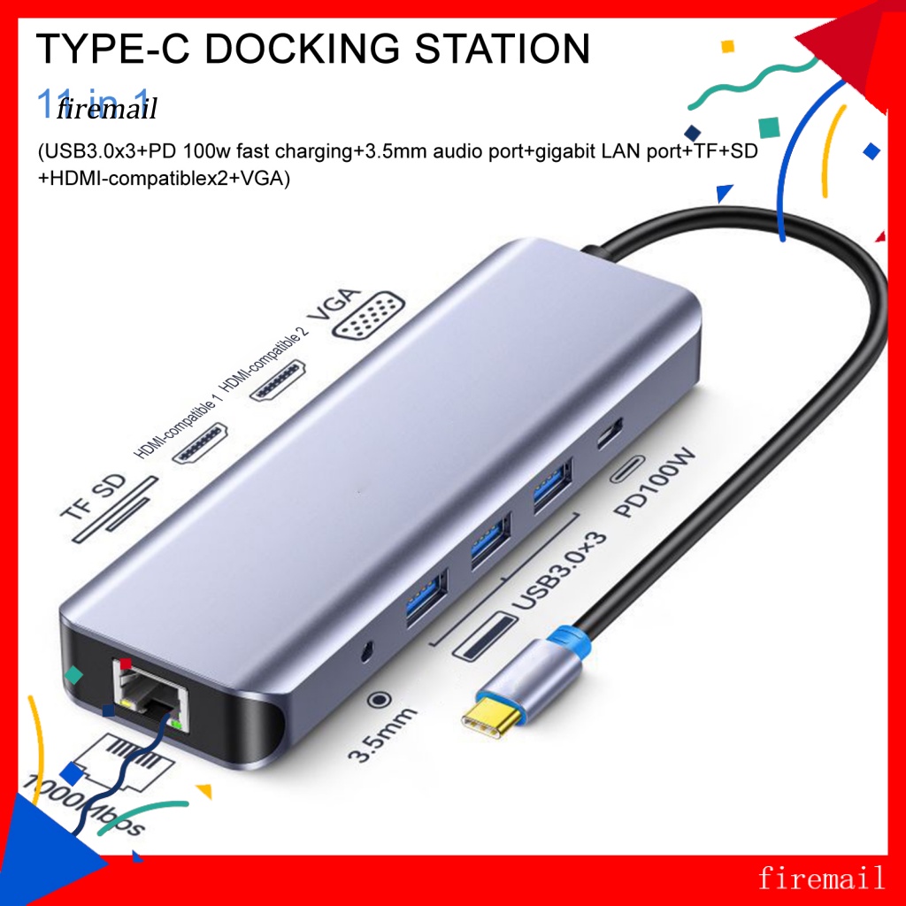 [FM] 11 in 1 ฮับแยกการ์ด VGA SD LED Type-C USB30 PD HDMI ความเร็วสูง ...